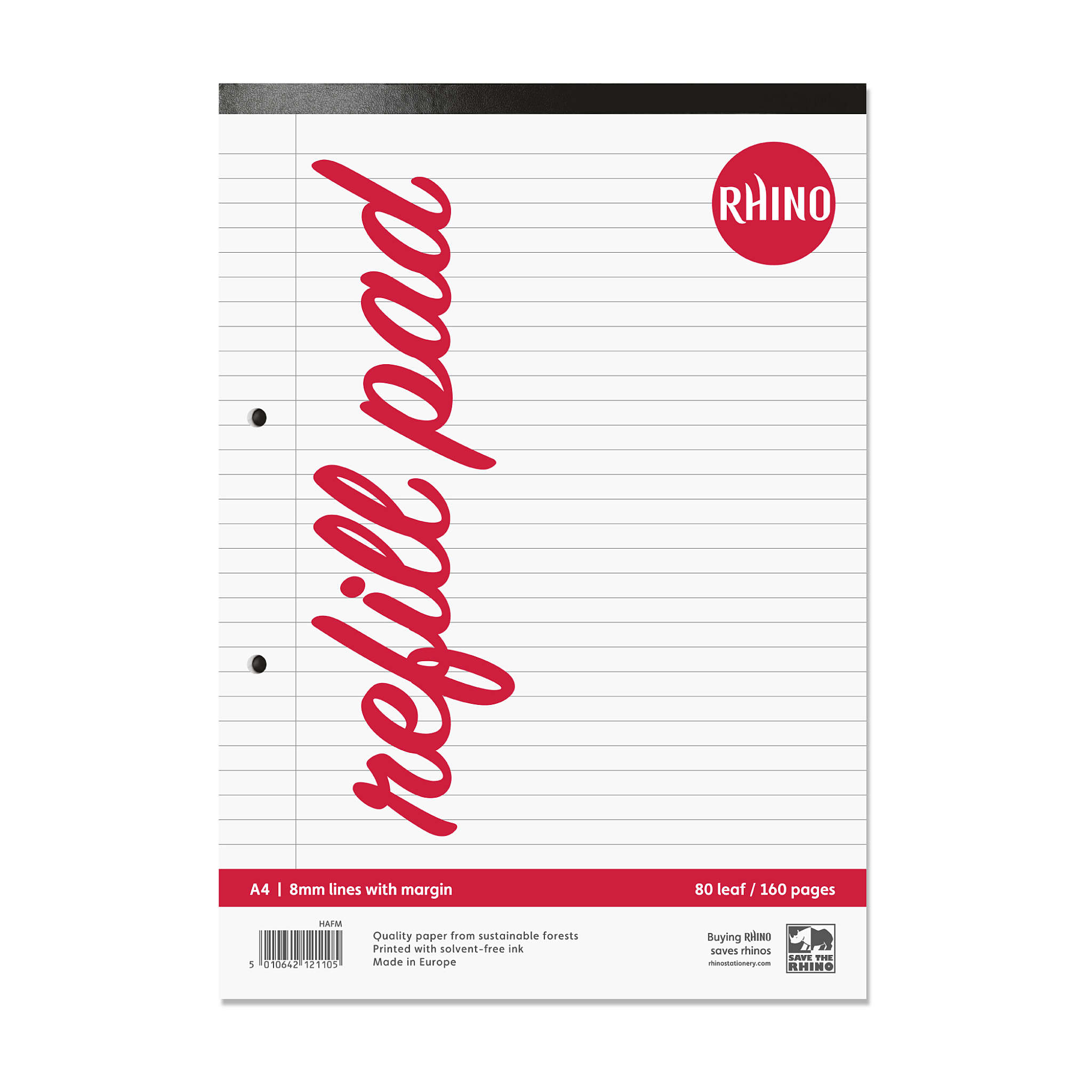 RHINO A4 Refill Pad - 8mm Lined + Margin |… | RHINO Stationery